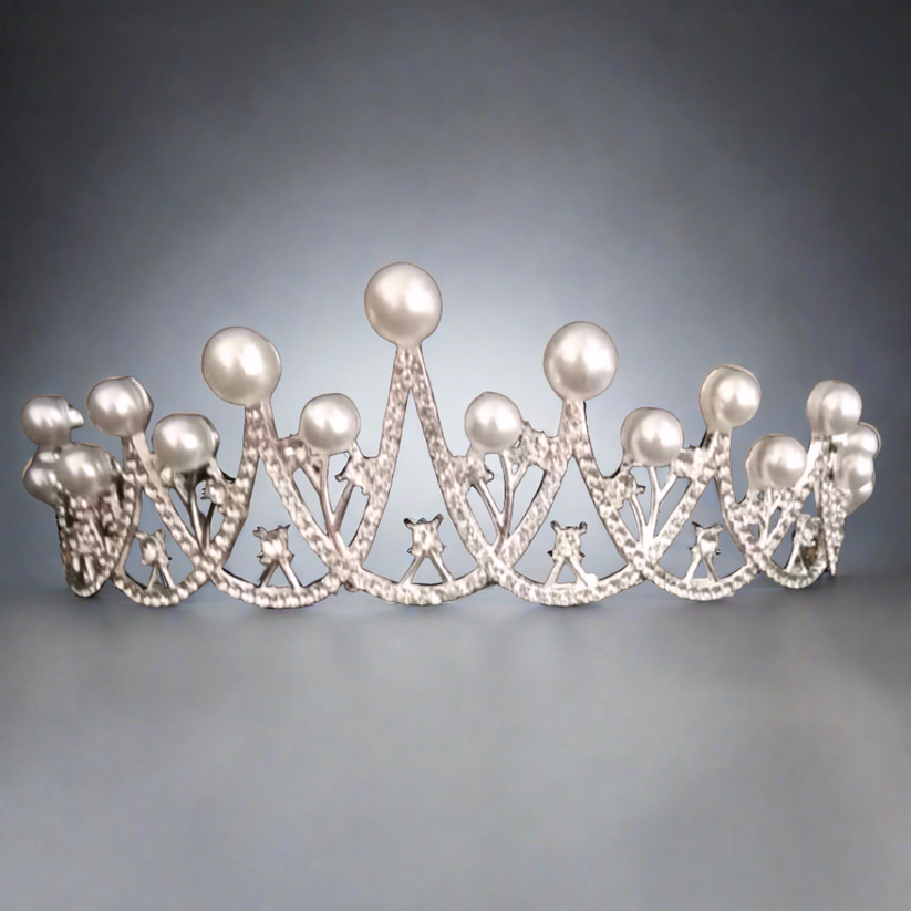 Buy Wedding Silver Pearl Crown for Divine Hair Accessories | Gownlink ...