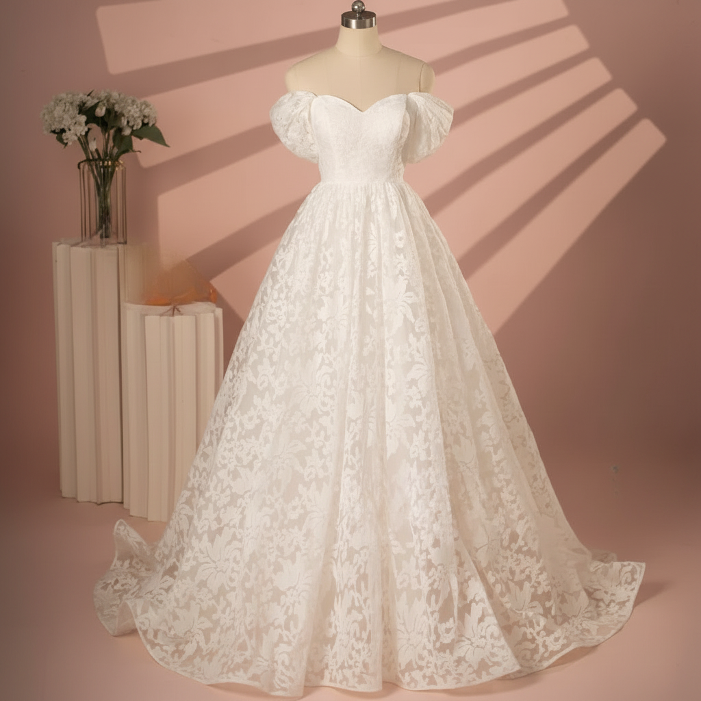 Buy Satin Train Bridal Gown for Christian & Catholic Wedding in India ...