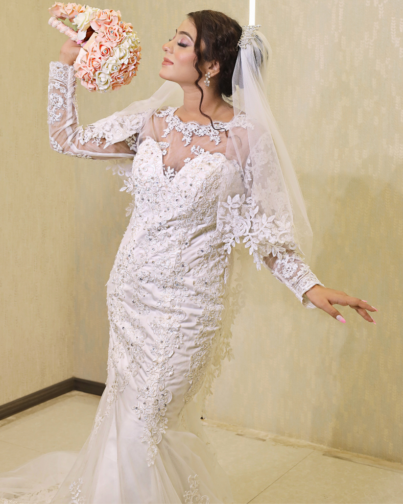 Buy Mermaid fish cut white dress for wedding in India|Gownlink – GownLink