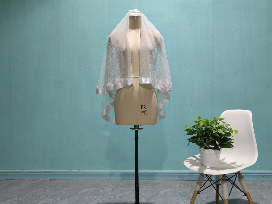 Buy Short Pearl work Veil with Front Face Layer & Comb for wedding ...